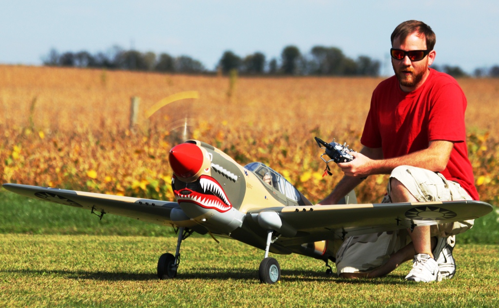 Kyle Bushman with his Top Flite P-40 Warhawk.